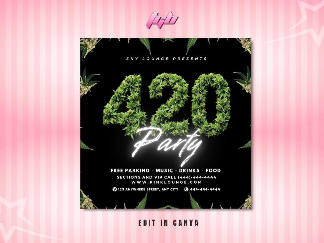 Cannabis Party Flyer, Cannabis Birthday Party Flyer, Adult Club Party ...