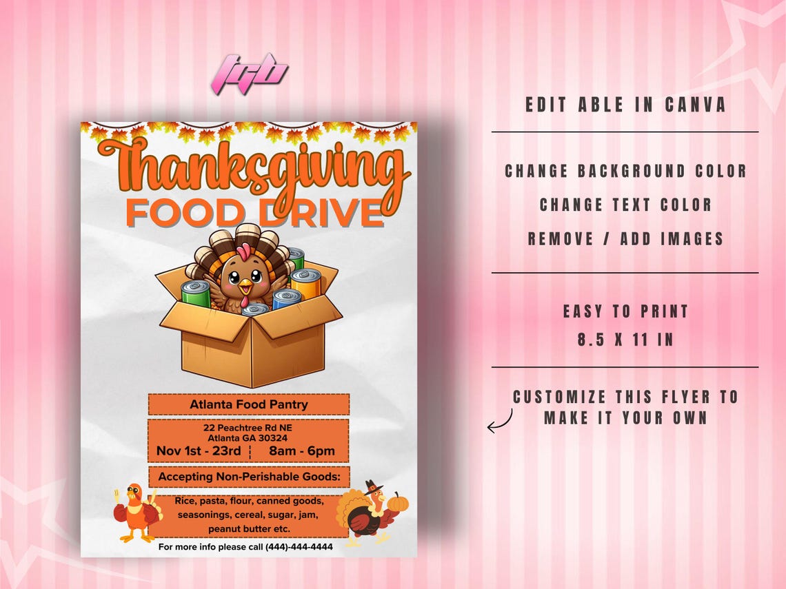 Thanksgiving Food Drive Template, Fall Food Drive, Flyer Template ...