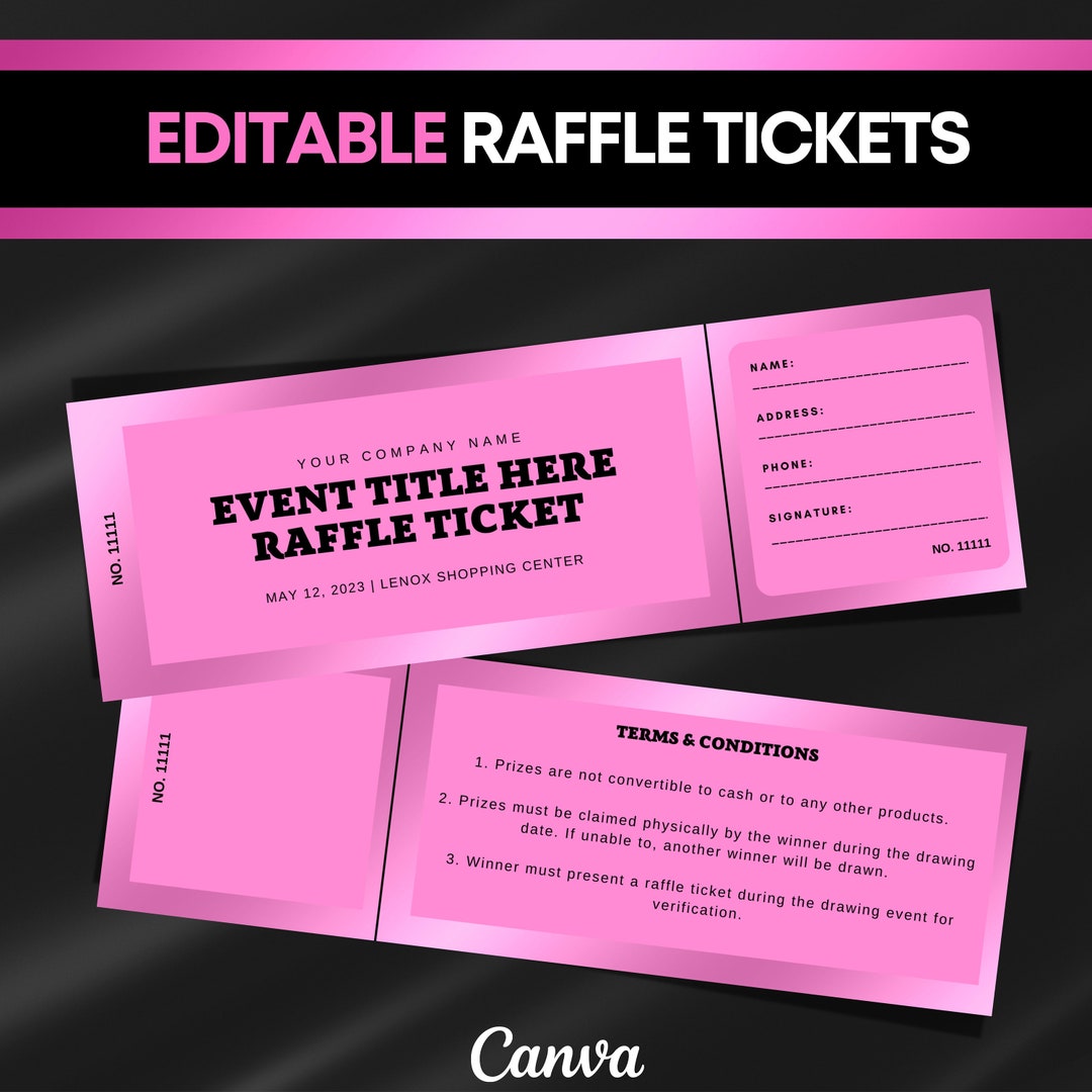 Raffle Ticket, Event Ticket, Blank Raffle Template Ticket, Diy Ticket ...