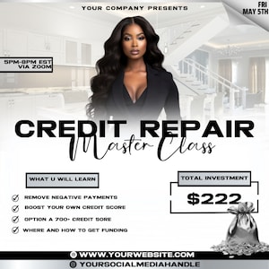 Credit Repair Masterclass DIY Flyer, Silver White and Black Credit ...