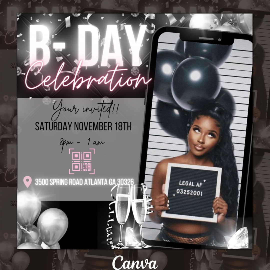 Birthday Party, Bday Flyer Template for Canva, DIY Event Flyer, Party ...