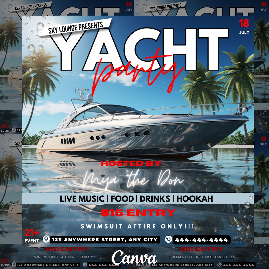 Yacht Party Flyer Template, Yacht Party Invitation Flyer, Diy Yacht ...
