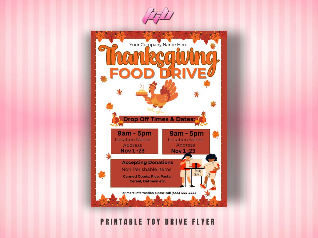 Thanksgiving Food Drive Template, Fall Food Drive, Flyer Template ...