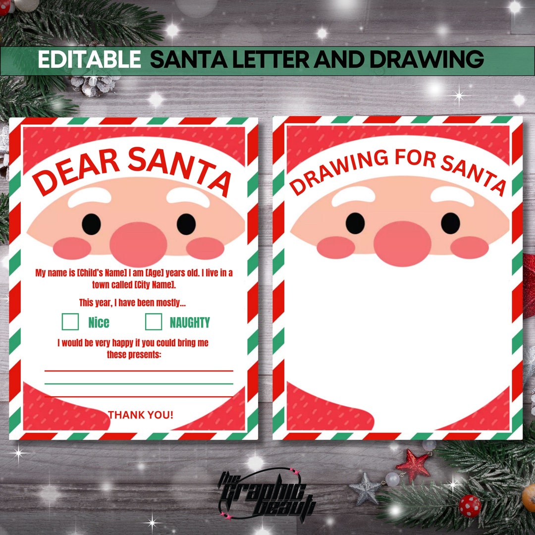 Printable Letter to Santa Claus, Dear Santa Letter Template, Santa ...