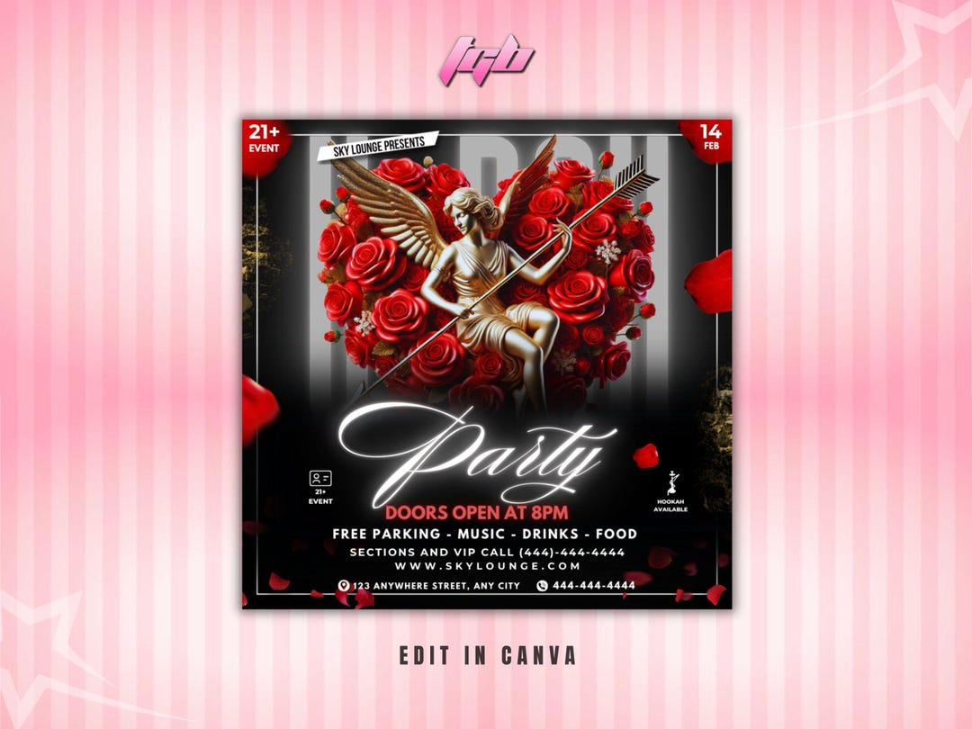 Valentine's Day Event Flyer, DIY Flyer Template Design, February Event ...
