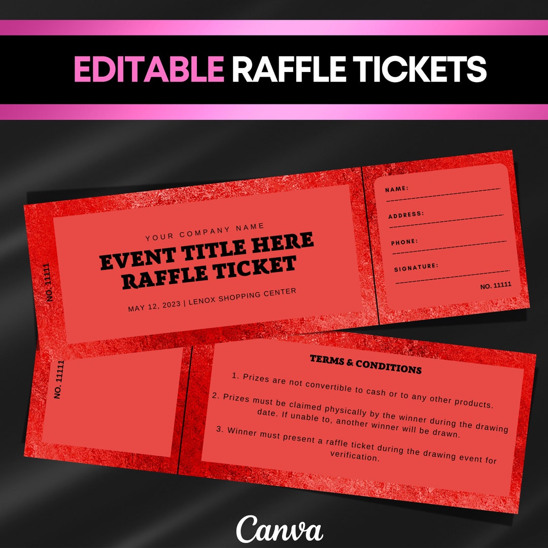 Raffle Ticket, Event Ticket, Blank Raffle Template Ticket, Diy Ticket ...
