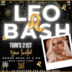LEO Birthday Flyer, Birthday Template, Birthday Girl, Party Flyer ...