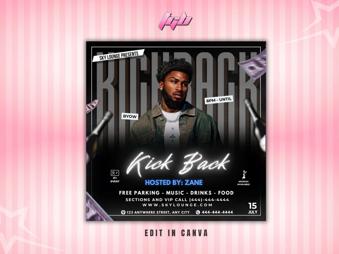 Kickback Party Flyer, Party Flyer, Club Flyer, Nightclub Flyer, Party ...