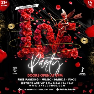Valentine's Day Event Flyer, DIY Flyer Template Design, February Event ...