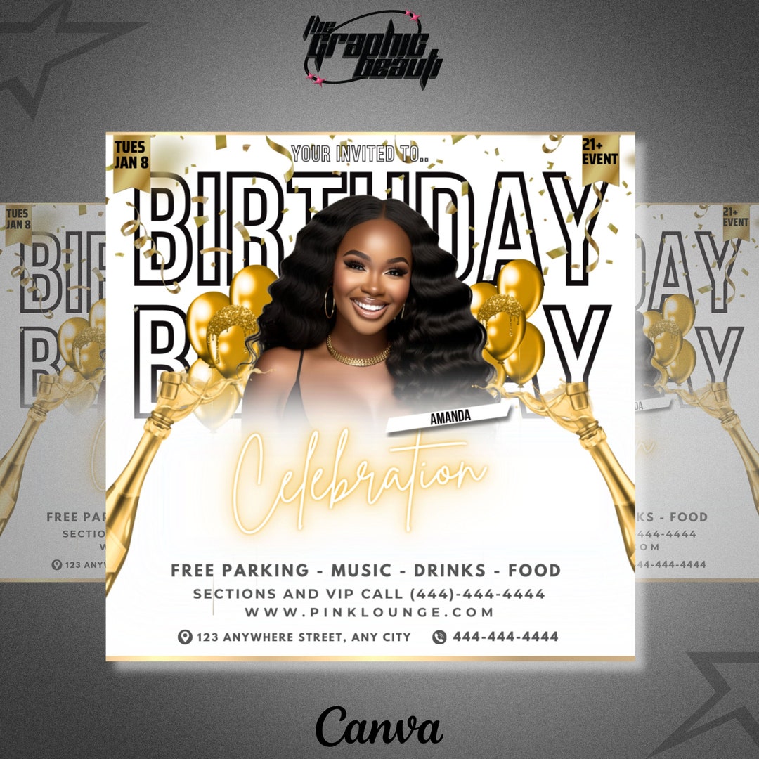 Birthday Flyer, Birthday Girl Invitation, Birthday Party Invitation ...