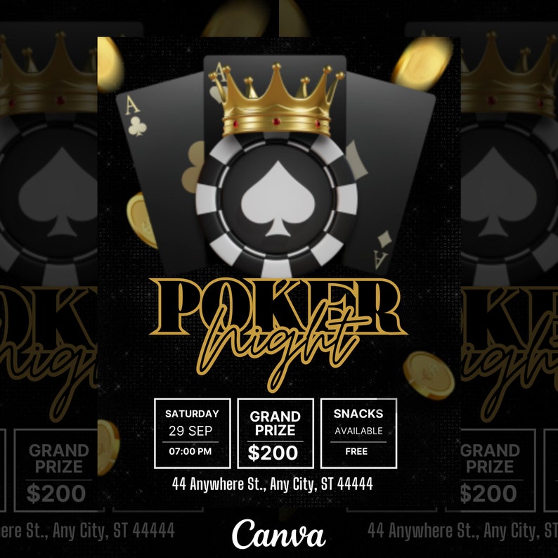 EDITABLE and Printable Poker Night Invitation Flyer Template - Etsy