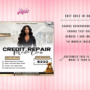 Credit Repair Masterclass DIY Flyer, Silver, Gold, Rose Gold Credit ...