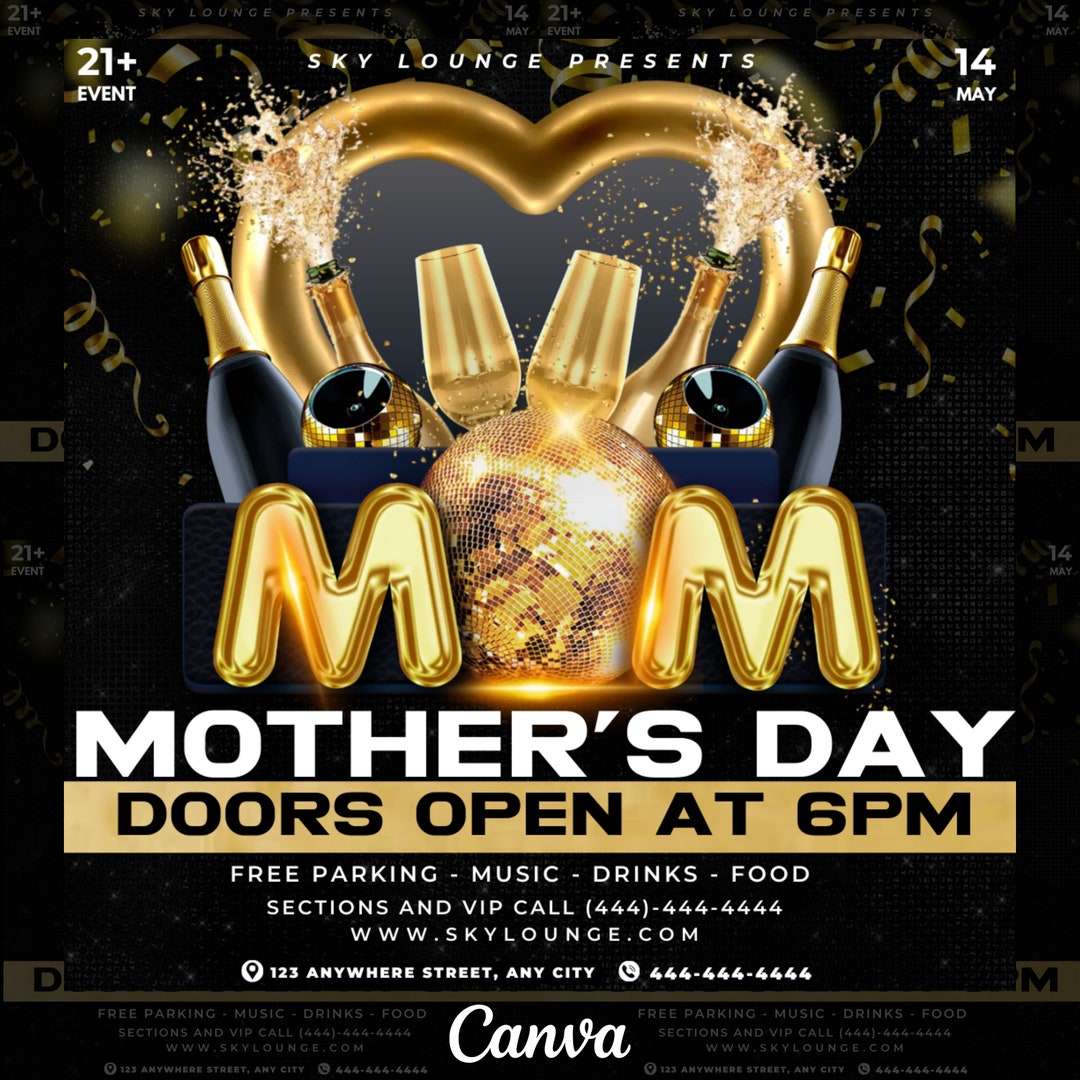 Mothers Day Event Flyer Mothers Day Party Flyer Mother Day Club