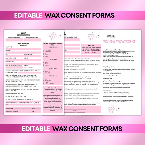 Waxing Consent Forms - Etsy