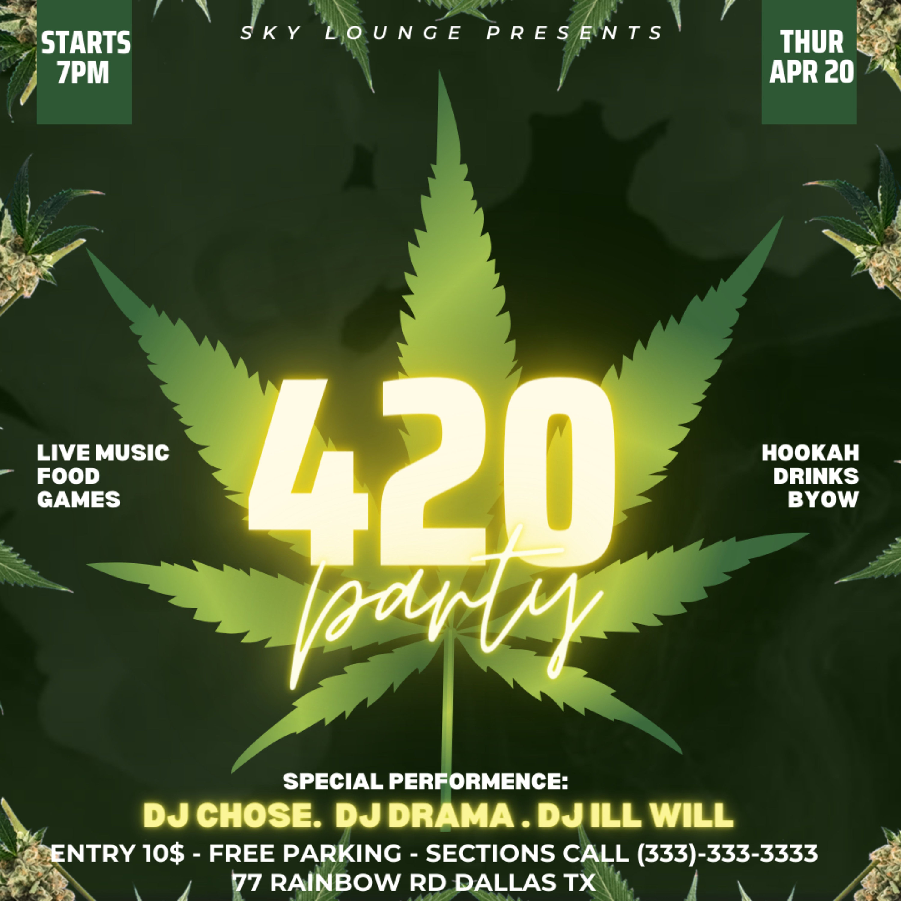 Cannabis Party Flyer, Cannabis Birthday Party Flyer, Club Party Flyer ...