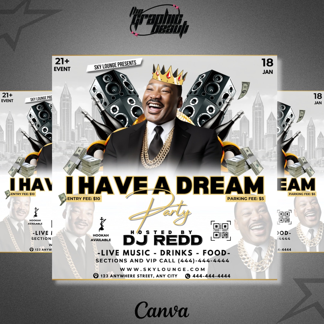 Editable MLK Party Club Event Celebration Flyer, MLK Day Weekend, Club ...