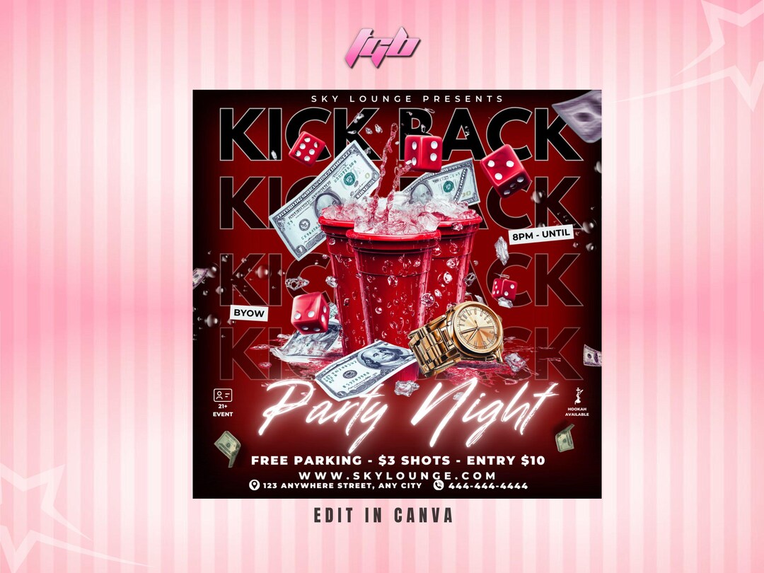 Kickback Party Flyer, Editable Kickback Club Flyer, Club DJ Party ...
