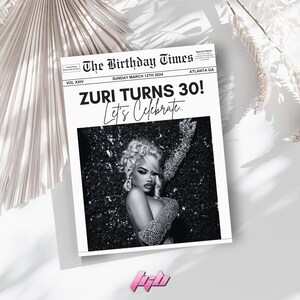 Large Birthday Newspaper Template, Customizable Newspaper Prop for ...