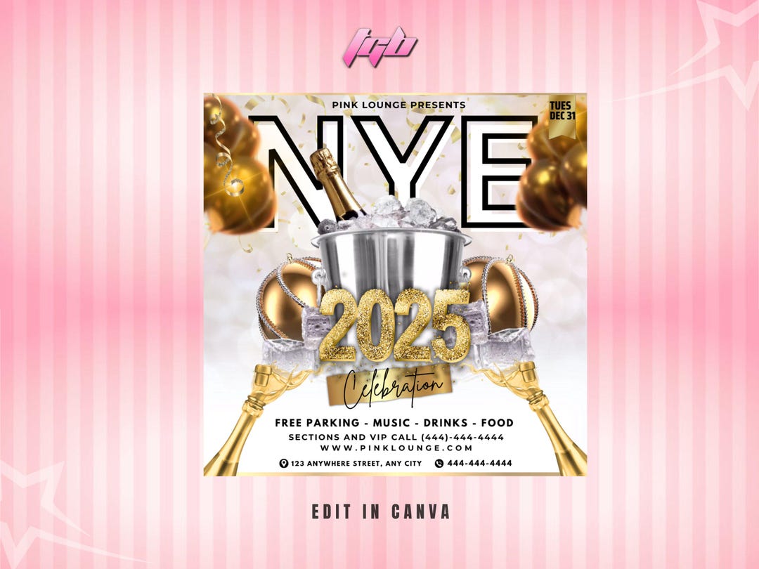 NYE Party Flyer, New Year Party Flyer, Editable Party Invitation New ...