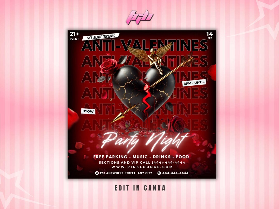 Valentine's Day Event Flyer, DIY Flyer Template Design, February Event ...