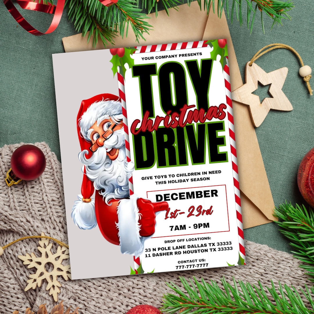 Holiday Toy Drive Flyer, Toy Drive Template, Editable Toy Drive, Winter ...