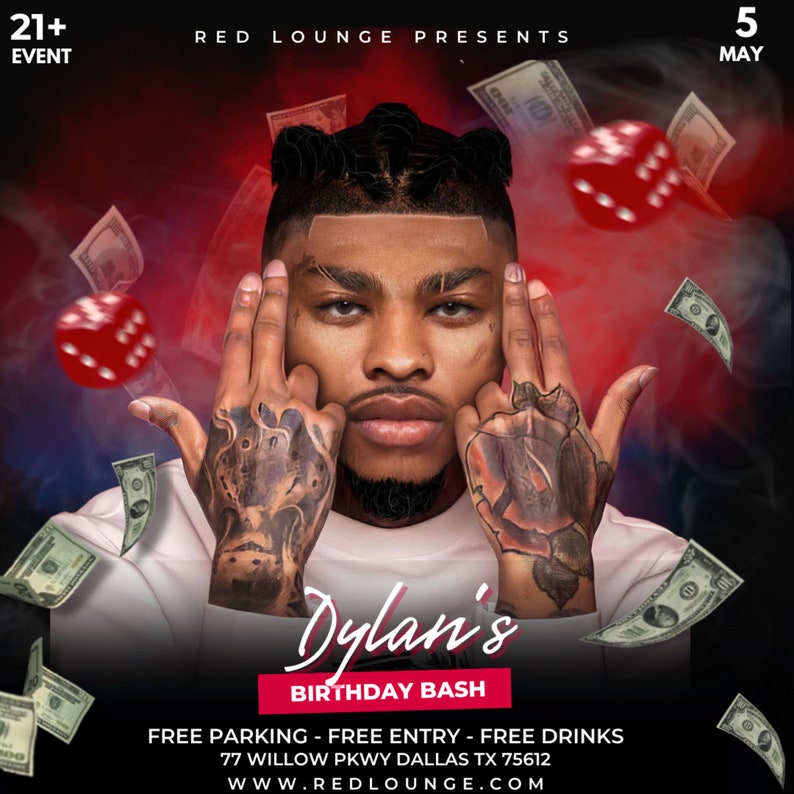 Male Birthday Party Flyer Club Flyer Template for Canva DIY - Etsy