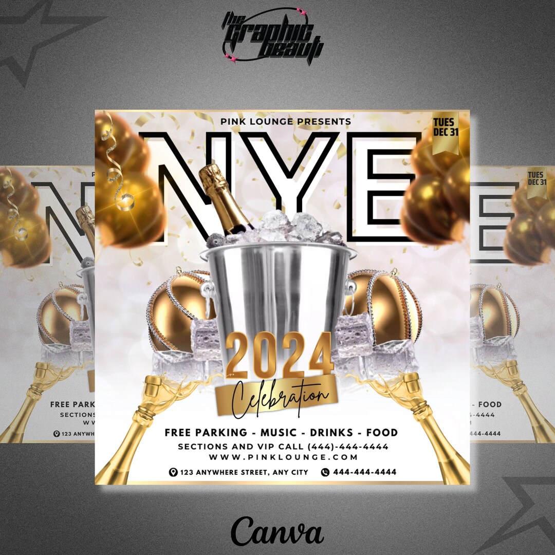 NYE Party Flyer, New Year Party Flyer, Editable Party Invitation New ...