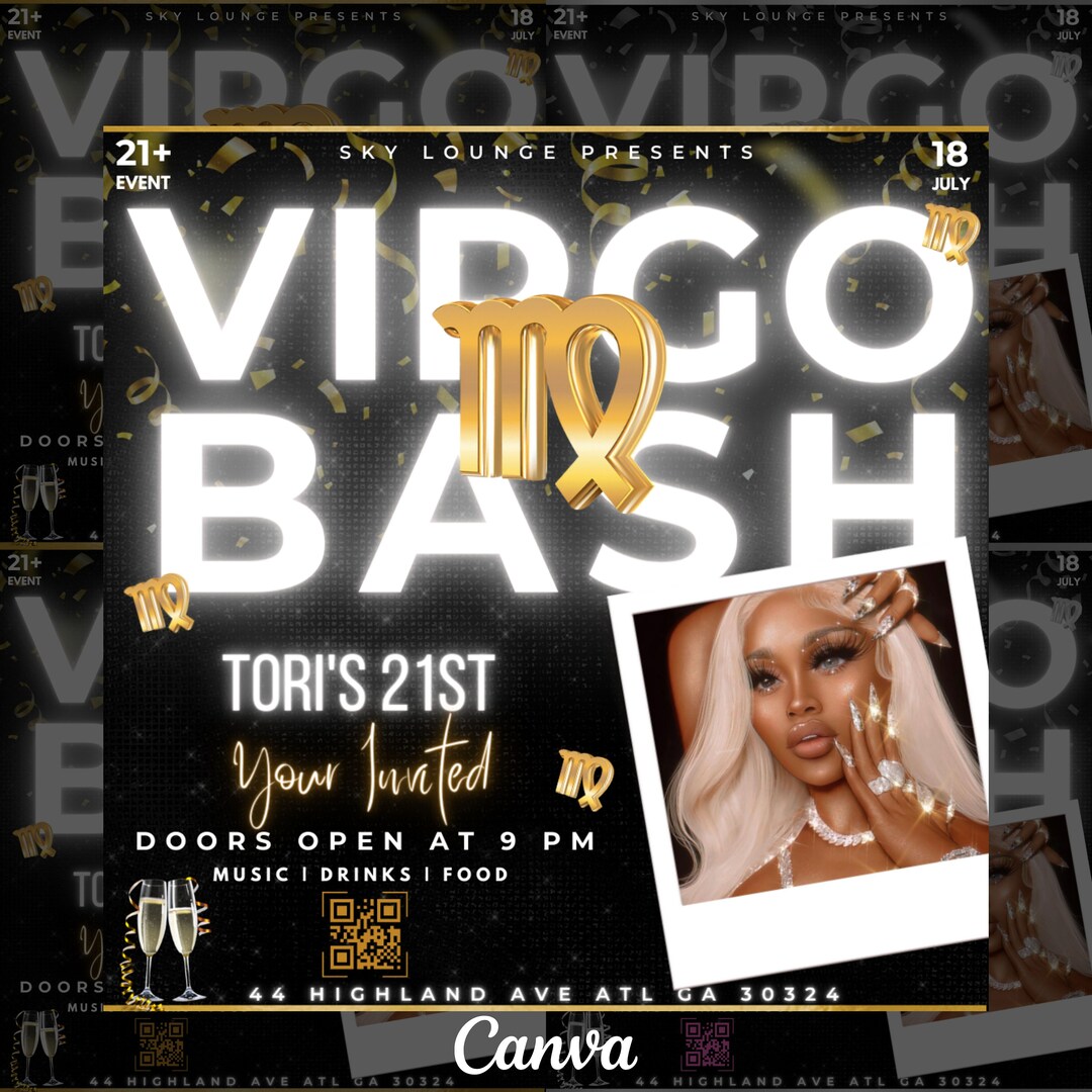 VIRGO Birthday Flyer, Birthday Template, Birthday Girl, Party Flyer ...