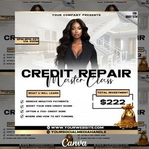 Credit Repair Masterclass DIY Flyer, Gold White and Black Credit Course ...