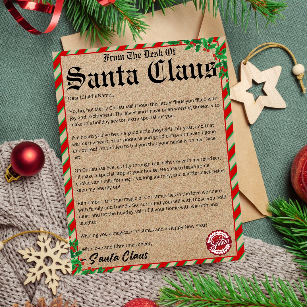 Official Letter From Santa Claus Nice List, Editable Printable Download ...