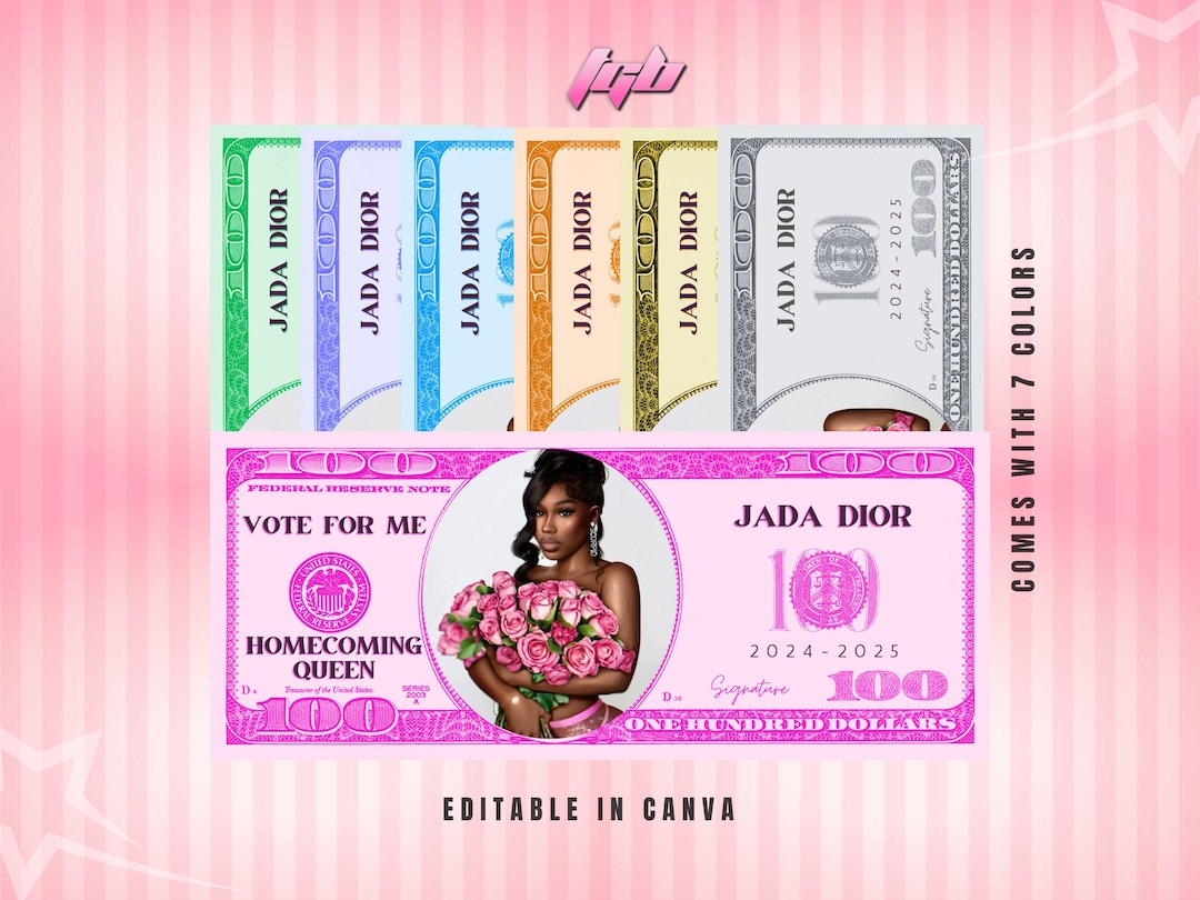 Homecoming Campaign Money, Prom Queen King, Editable Fake Money ...