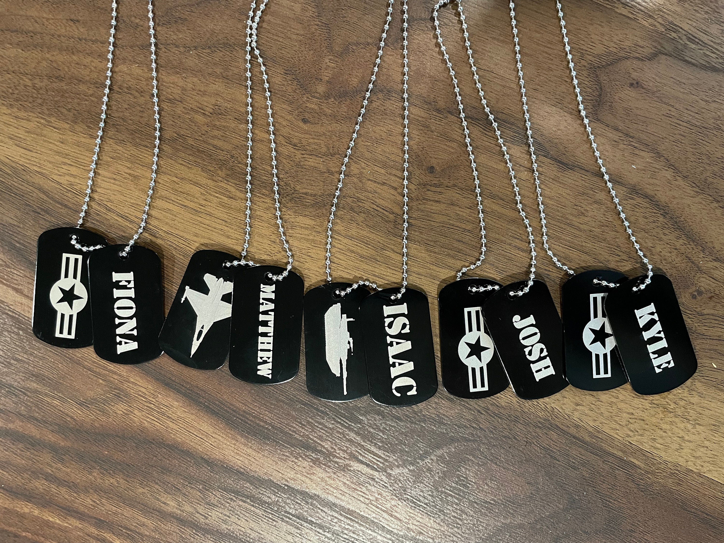 Set of 5 Custom Military Stencil Laser Etched Dog Tags - Etsy