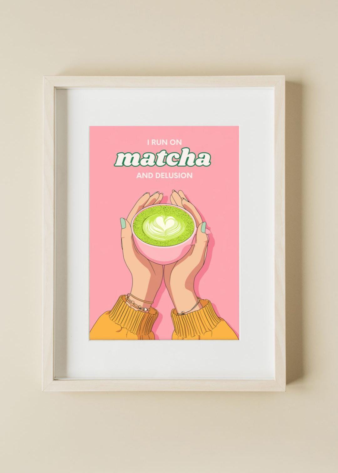 Funny Matcha Quote Poster, Pastel Pink Cafe Art (digital Printable) - Etsy
