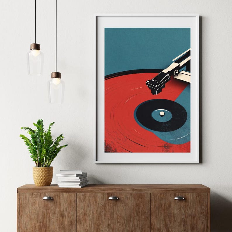 Vintage Record Player Art Print – Retro Music Poster (digital Download ...