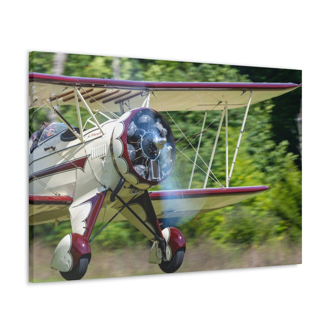 1933 Waco UBF Biplane Aviation Wall Art Home Office Canvas Gallery Wrap ...
