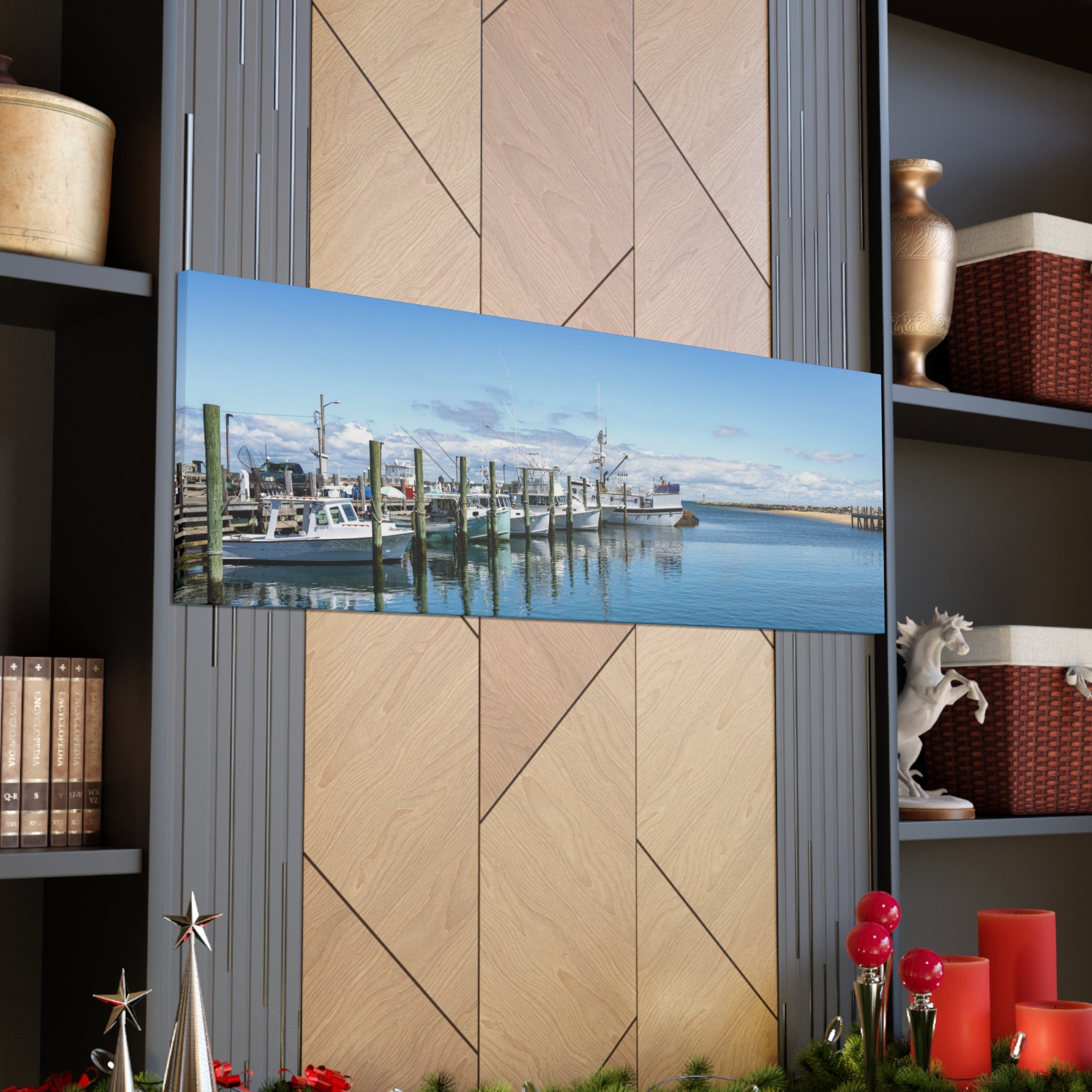 Nautical Decor Boats at the Dock Canvas Gallery Wraps Ocean Wall Art ...