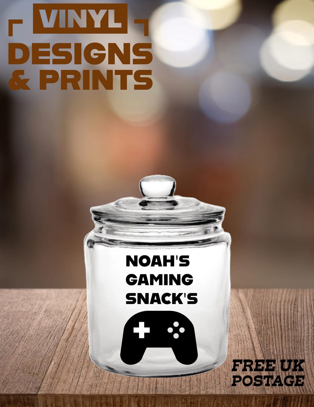 Personalised Gaming Snacks Vinyl Decal Sticker - Great for DIY Gift ...