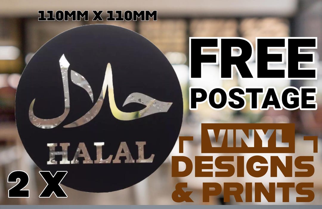 X2 Halal Signs – Vinyl Stickers for Café, Takeaway, or Food Stall ...