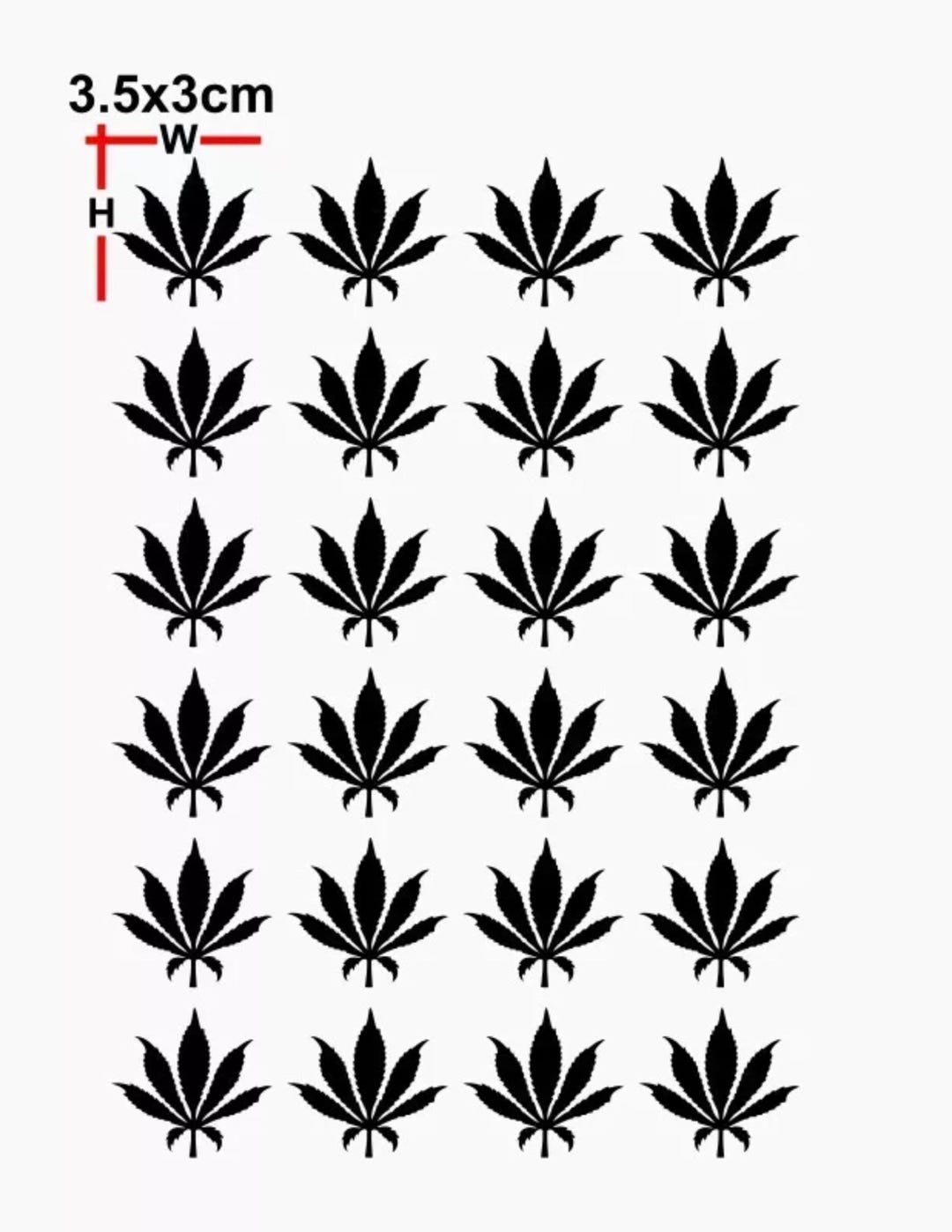 Sheet of 24 Weed Leaf Vinyl Decals – Cannabis Stickers for Walls, Gear ...