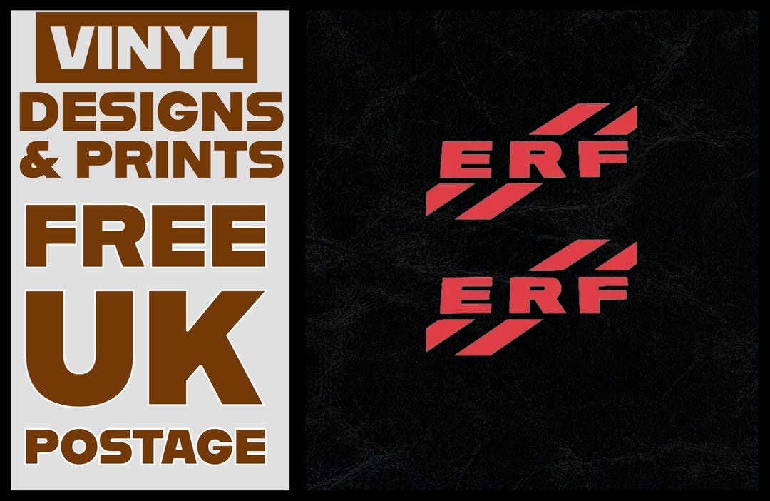ERF Logo Vinyl Decal Stickers - Truck, Toolbox, Garage Decor - Set of 2 ...