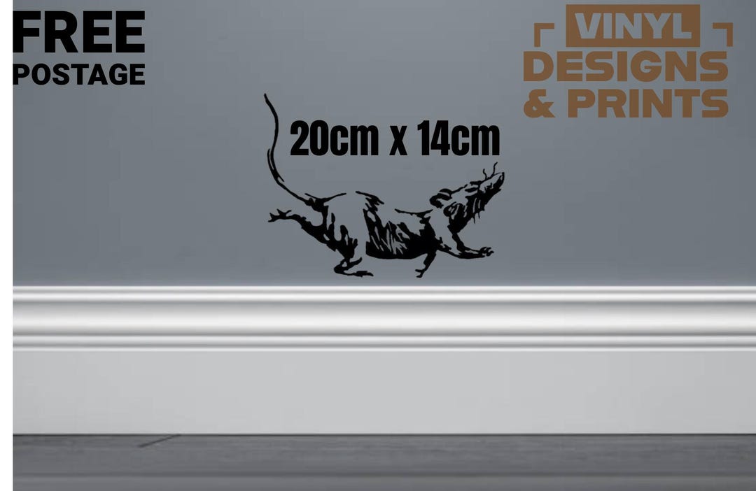 Banksy Running Rat Wall Decal Sticker Black Vinyl Banksy Signature Rat ...