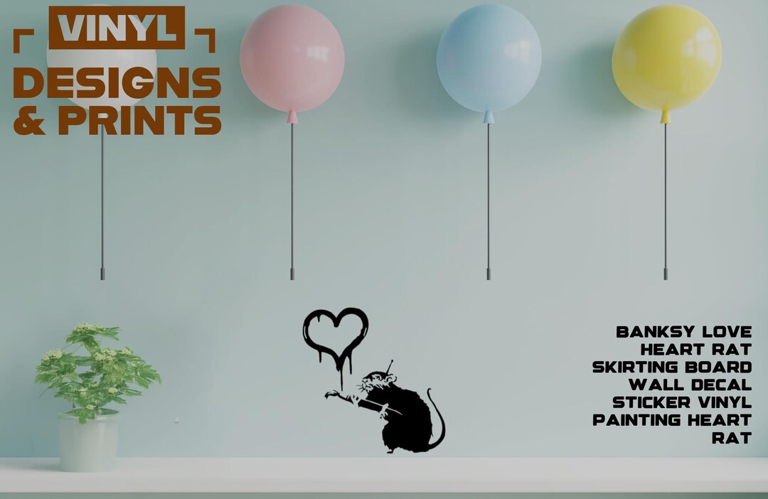 Banksy Love Heart Rat Skirting Board Wall Decal Sticker Vinyl Painting ...