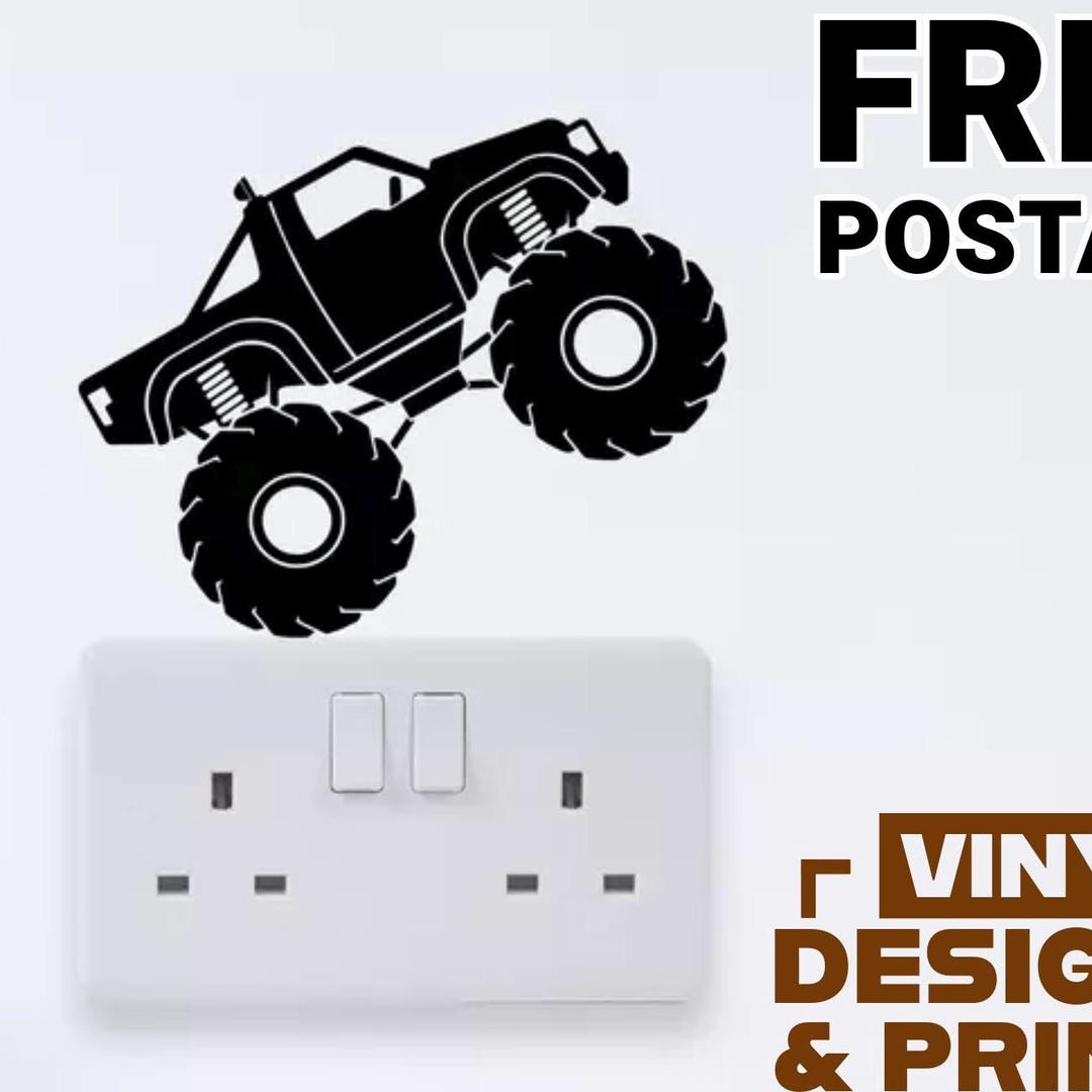 MONSTER TRUCK - Plug Socket Removable Kids Bedroom Vinyl Wall Decal ...