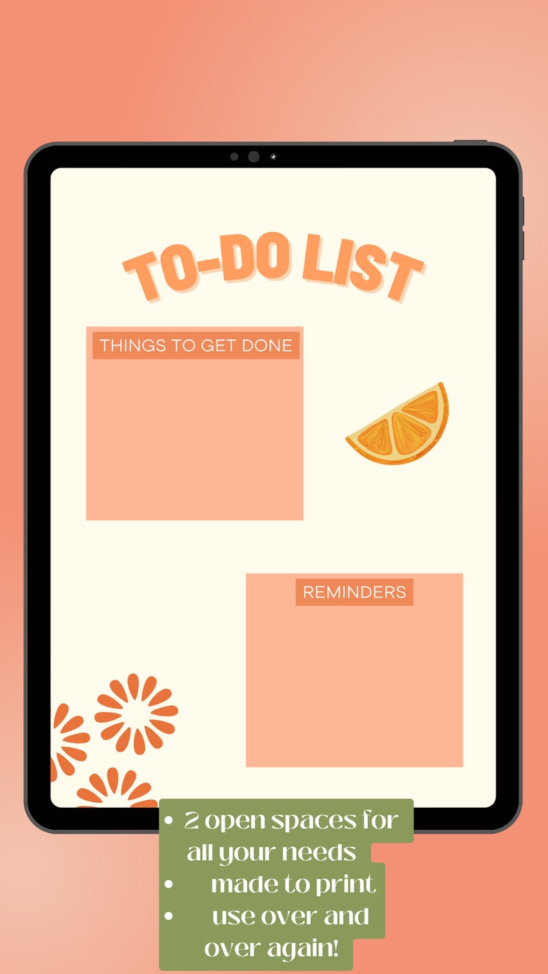 Orange Themed To-do List Digital Planner (A4) | Made for Printing ...
