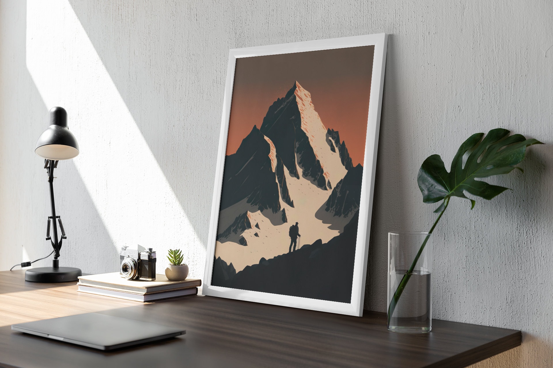 Alpinist Hiking Wall Art Framed, Gift for Hiker, Adventure Wall Art ...