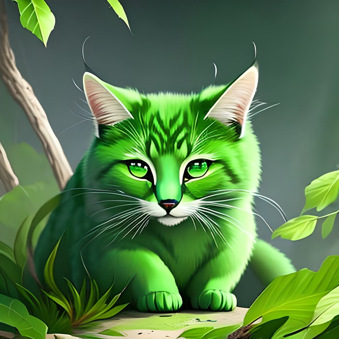 Cute Green Cats, 8 Pieces,downloadable,printable - Etsy