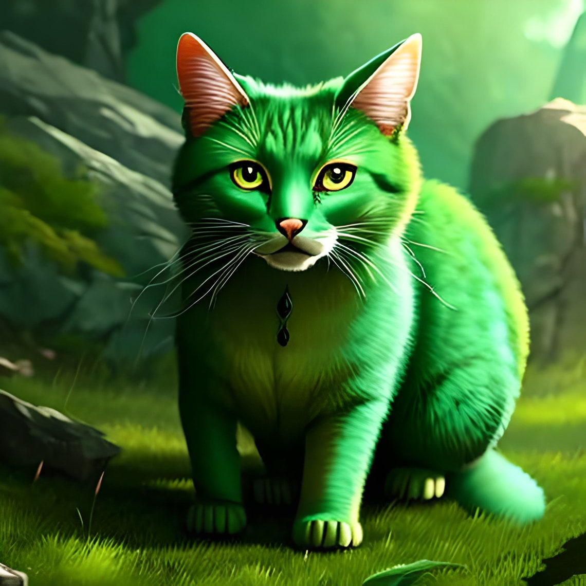 Cute Green Cats, 8 Pieces,downloadable,printable - Etsy