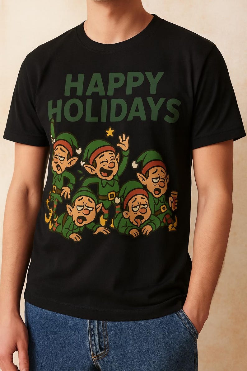Funny Drunk Elves Christmas Clipart | Retro Holiday PNG (digital ...