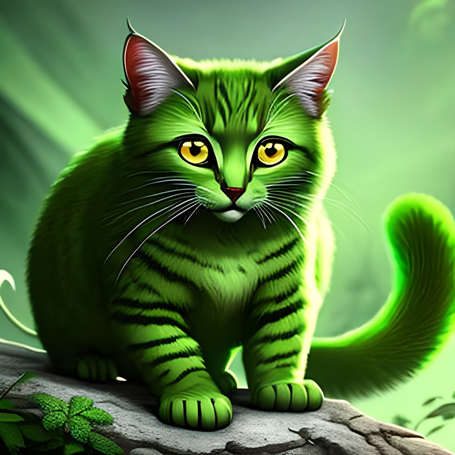 Cute Green Cats, 8 Pieces,downloadable,printable - Etsy