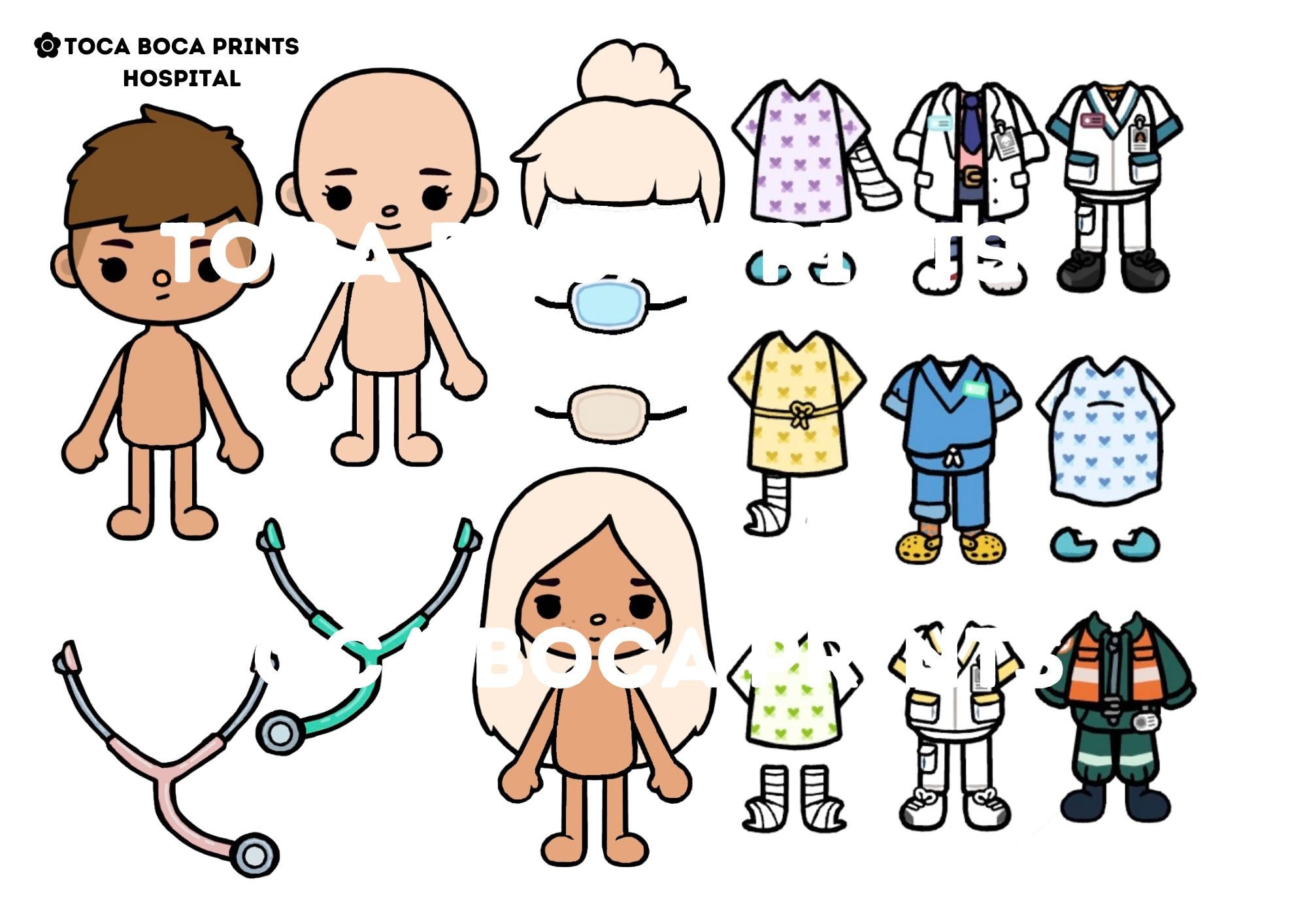Printable Toca Boca Hospital Doctor Dolls clothes and - Etsy